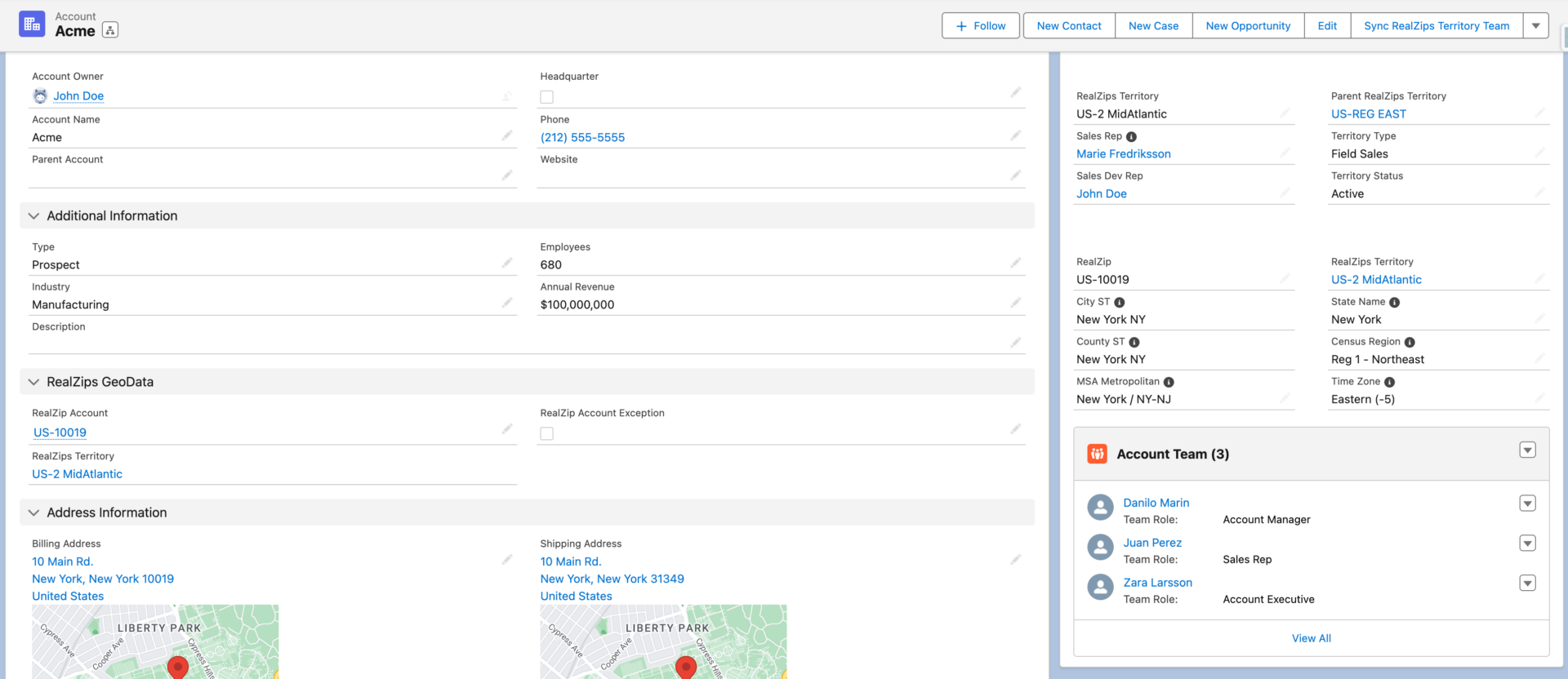 Account Teams - RealZips
