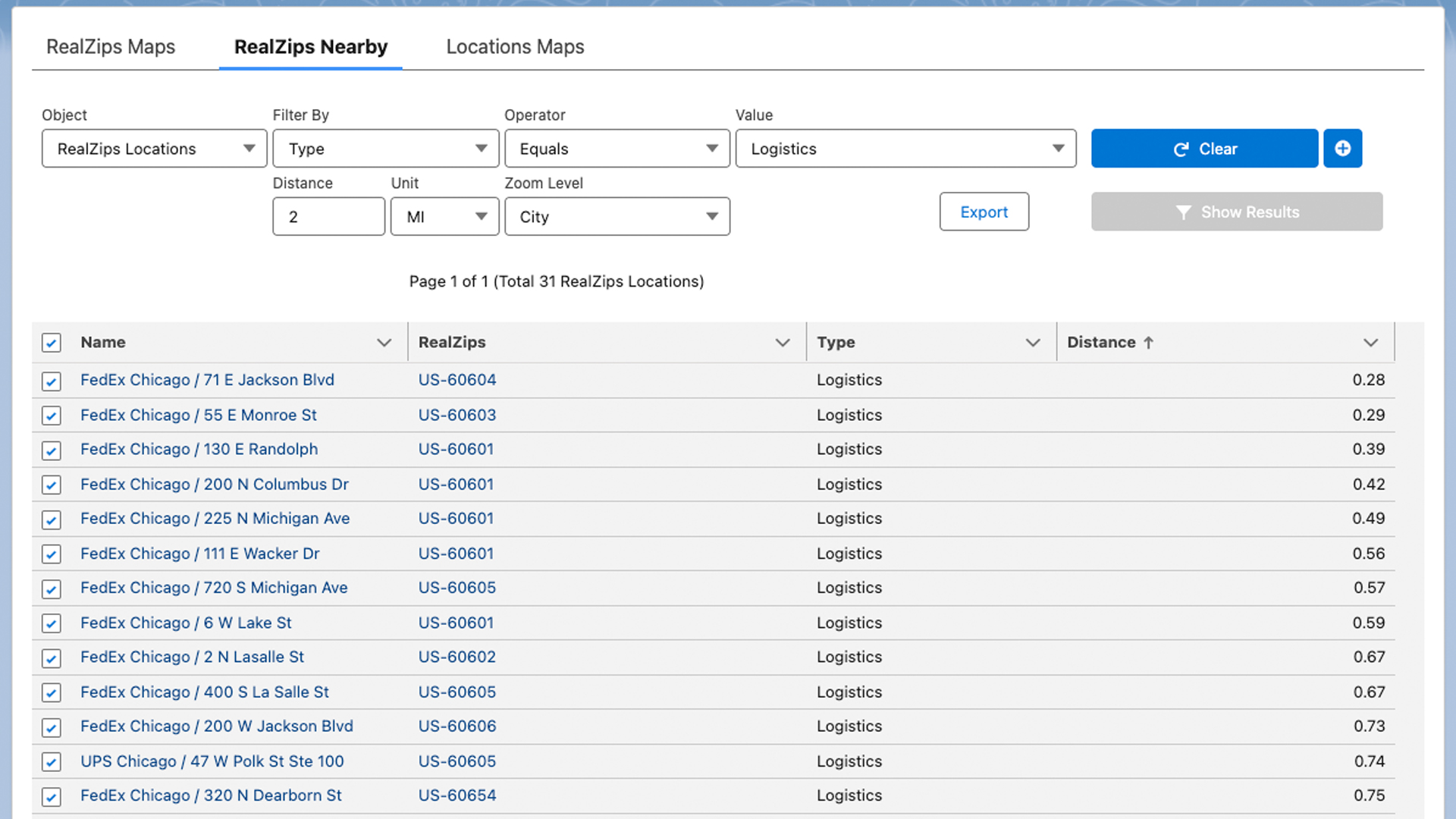 Closest Location - RealZips